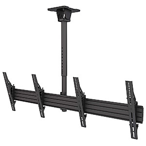 Kanto MBC211T Digital Signage Menu Board Ceiling Mount System with Tilting Arms for 40-Inch to 60-Inch TVs | Precision Leveling for Perfect TV Alignment | 2 TVs | Black