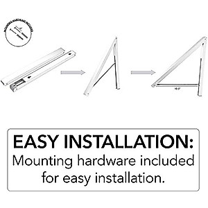 Stock Your Home Single Foldable Clothing Rack, Wall-Mounted Retractable Clothes Hanger for Laundry Dryer Room, Hanging Drying Rod, Small Collapsible Folding Garment Racks, Dorm Accessories (White)