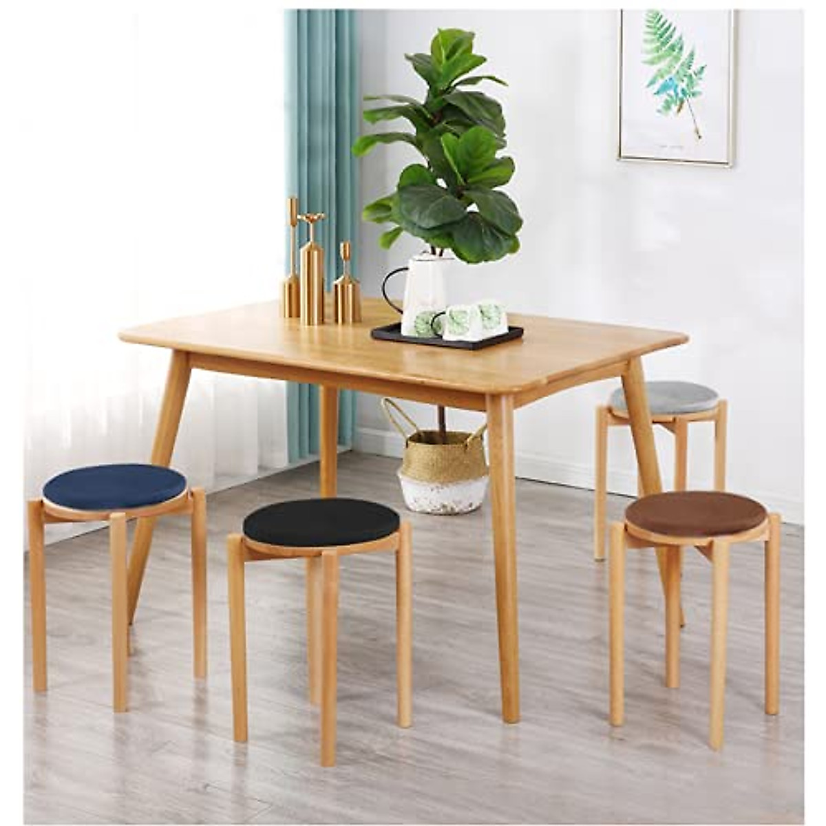 Oleewel Memory 13 inch Foam Seat Cushion Anti-Slip Soft Round Stool Cushion Chair Pad Black