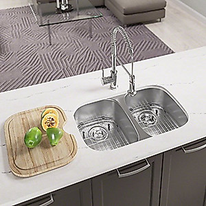 MR Direct 510-16-ENS Stainless Steel Undermount 29-1/4 in. Double Bowl Kitchen Sink with Additional Accessories, 16 Gauge