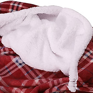 DaysU Flannel Wearable Blanket with Pullover Closure, Sleeves and 17 Inches Sherpa Foot Pocket for Adults, Women and Men (Vintage Plaid)