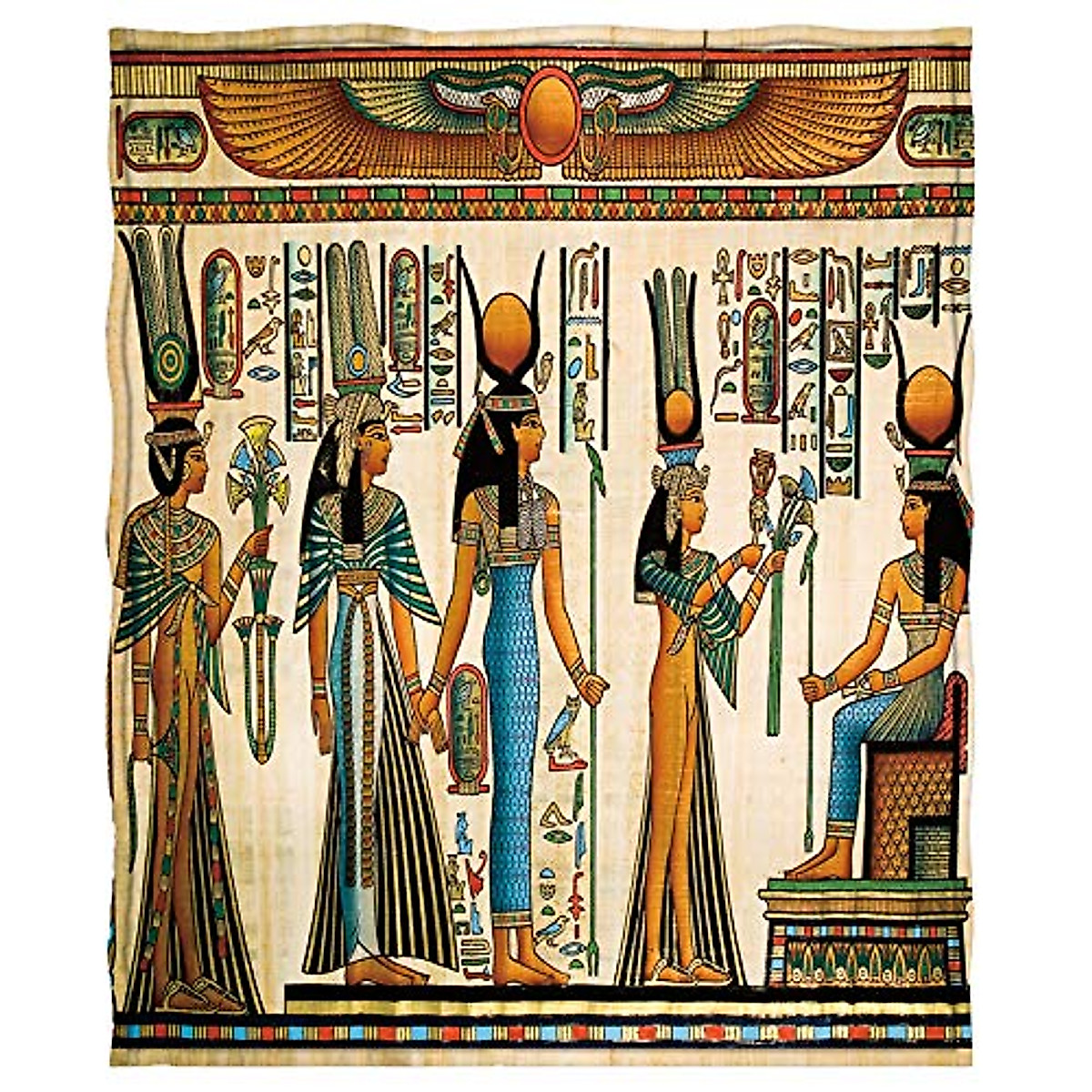 LK's shop Egyptian Pattern Print Super Soft Throw Blanket for Bed Couch Sofa Lightweight Travelling Camping 58 x 80 Inch Throw Size for Kids Adults