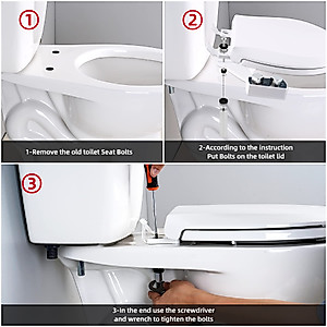 iFealClear 2 PCS Extra Long Toilet Seat Bolts Kit, Universal Heavy Duty Stainless Steel with Extra Long Downlock Nuts Rubber Toothed Gaskets, Easy to Install -Bathroom Toilet Bidet Repair Screw