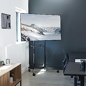 VIVO Mobile Premium TV Cart for 32 to 88 inch Screens up to 154 lbs, Samsung Digital Flipchart, Microsoft Surface Hub 2S, Portrait to Landscape, Shelf, Wheels, Max VESA 600x400, Black, STAND-TV02PB
