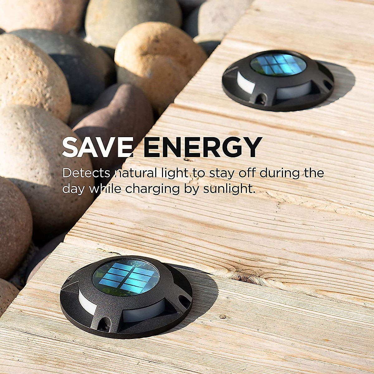 Home Zone Security Deck & Stair Solar Light Weatherproof No Wiring Black 8 Set