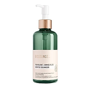 Biossance Squalane + Amino Aloe Gentle Cleanser. Foaming Gel Face Wash to Deeply Clean Pores and Remove Makeup. Hydrating, Non-Stripping Formula (6.76 fl oz)