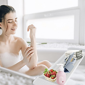 Expandable Drain Bath Shelf Caddy Tray, YOCOMEY Multifunctional Plastic Bathtub Tray Bathroom Organizer Simple Stylish Bathtub Storage Rack for Candle Towel, Book, Wine, Phone, Shower (White)