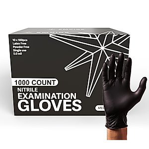 EMPIRE - Black Nitrile Exam Gloves Case - Premium - Non-Sterile - Powder Free - Single Use, Disposable - Latex Free - For Medical, Dental, Lab, Food Service, Home, Fentanyl Resistant, Small 1000 Count