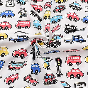 Quilting Fabric 9-Piece Car Cars Fabric by The Yard Car Theme Print Cotton Fabric Comfortable with Lorry Cargo Truck Muscle Car and Taxi Boy Toys, Decorative Fabric for Upholstery and Home Accents
