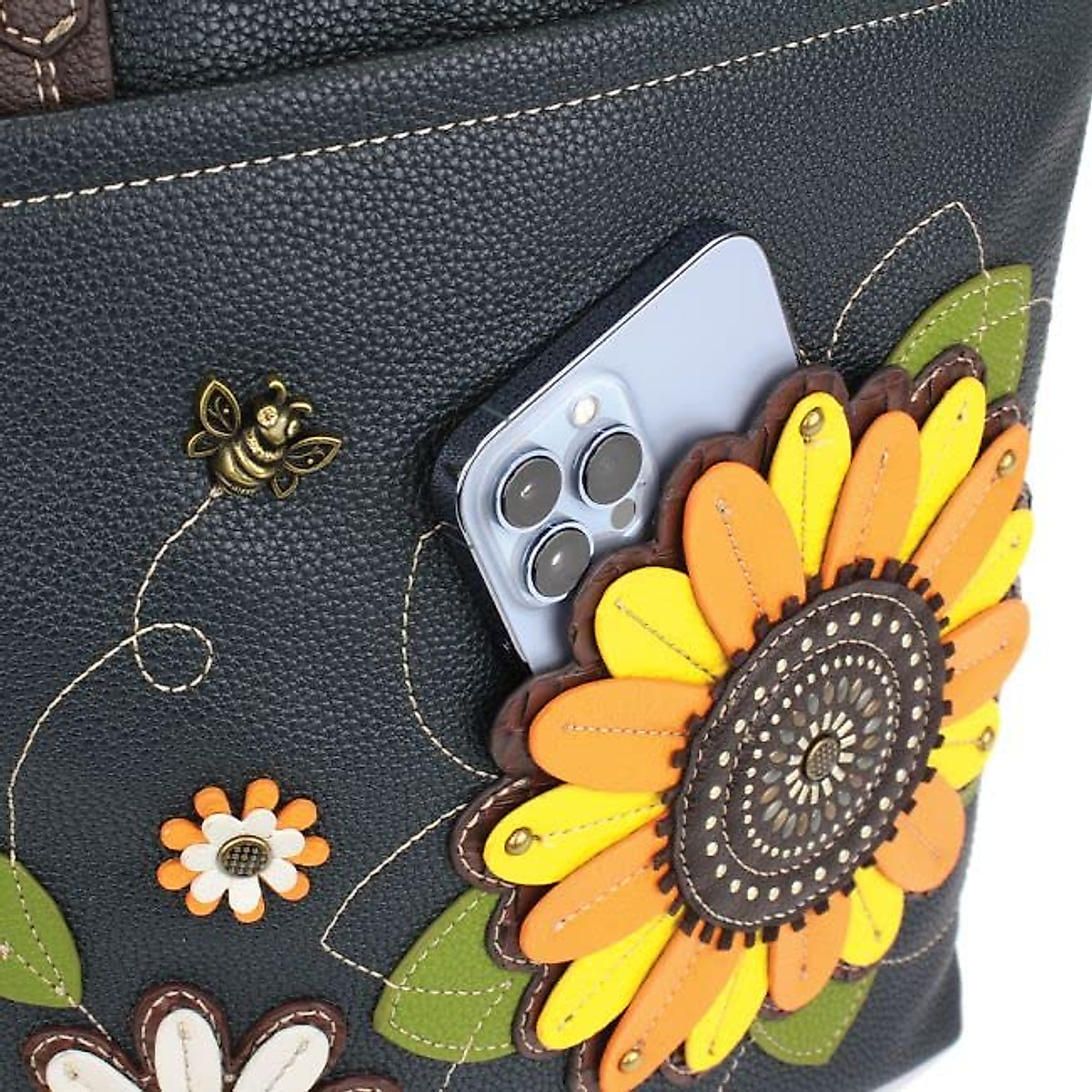 Chala Group Chala Deluxe Vegan Leather Every Day Tote Bag Purse : 13.5 x 14 inches (Sunflower), Multi