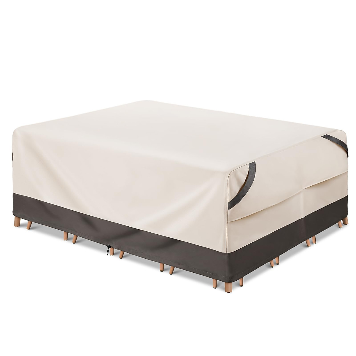 Bestalent Waterprooof Outdoor Furniture Covers for Table and Chairs, Patio Rectangular Table Cover Heavy Duty, Fits up to 98L x 78W x 32H inches (Beige/Grey)