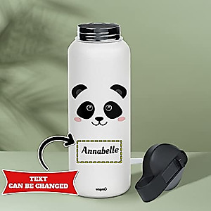 winorax Personalized Panda Water Bottle Pandas Pattern Design Sports Bottles 12oz 18oz 32oz Insulated Stainless Steel Travel Cup Birthday Christmas Back To School Gift for Girls Kids Animal Lovers