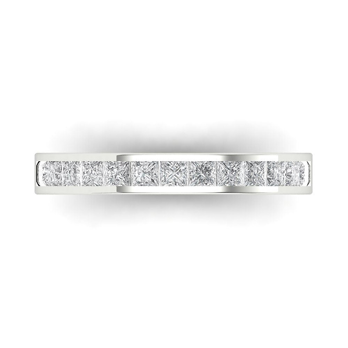 Clara Pucci 0.84 ct Brilliant Princess Cut Clear Simulated Diamond 14k White Gold Wedding Engagement Designer Anniversary Ring Band Sz 7