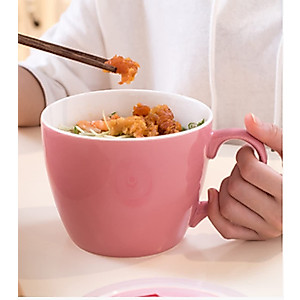 MECOWON 30 OZ Porcelain Coffee Mugs, Set of 2 Large Mugs for Soup, Cereal and Salad (pink)