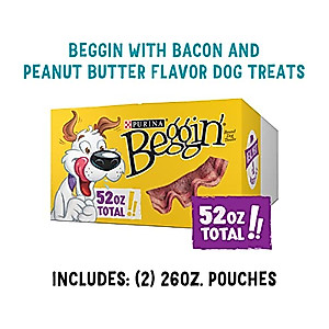 Purina Beggin' Strips With Real Meat Dog Treats, With Bacon and Peanut Butter Flavor - (2) 26 oz. Pouches