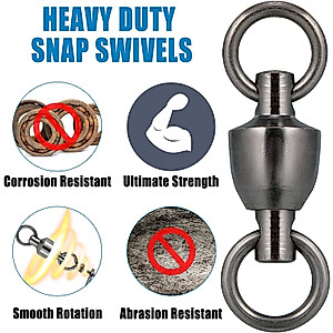 Dr.Fish 50 Pack Fishing Ball Bearing Swivels Saltwater Fishing Swivels Stainless Swivels Fishing Tackle Heavy Duty Black Nickel Terminal Tackle Barrel Swivels Leader Lures Connector Offshore Size 5
