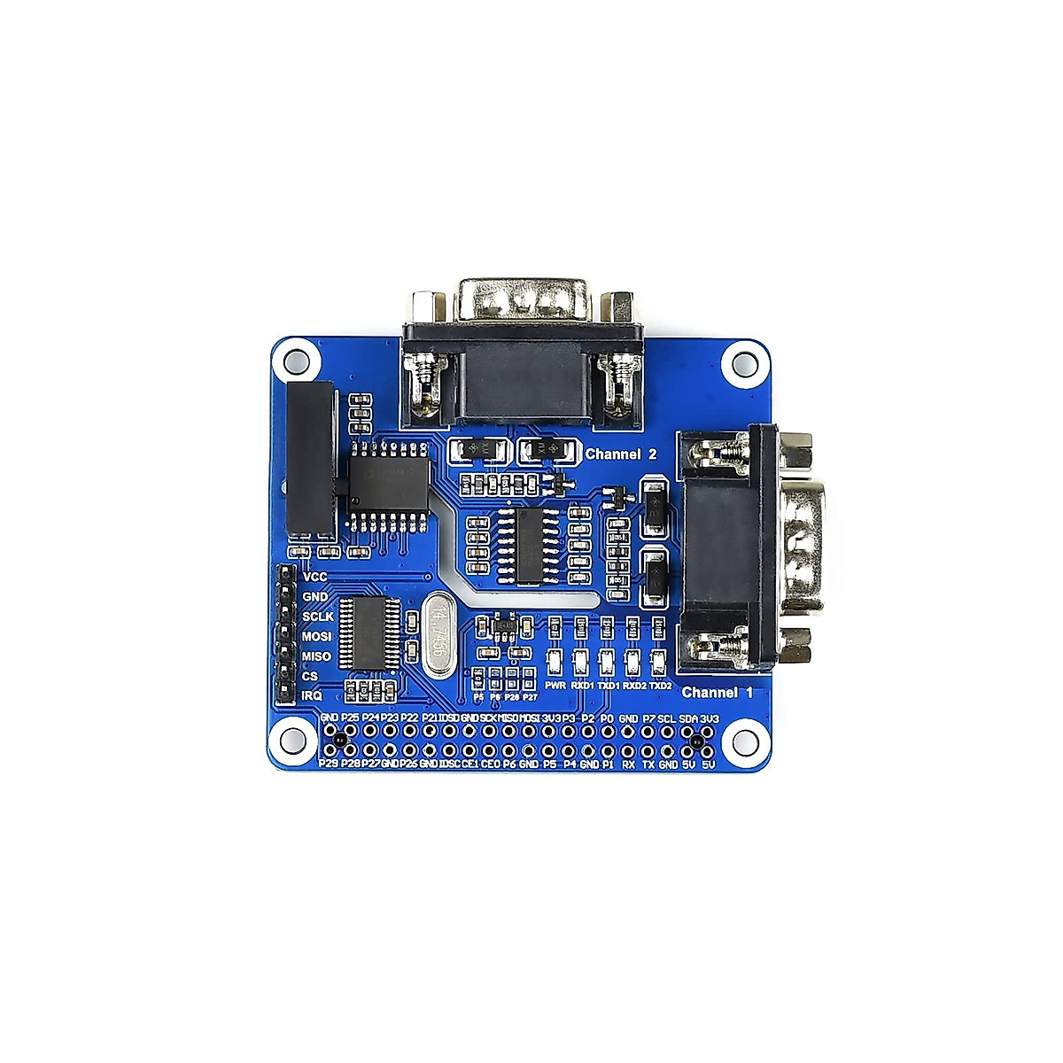Waveshare 2-Channel Isolated RS232 Expansion HAT for Raspberry Pi SC16IS752+SP3232 with Protection Circuits Power Supply Isolation ADI Magnetical Isolation and TVS Diode