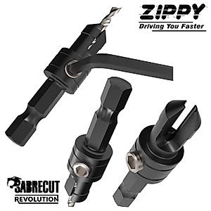 11 x SabreCut Zippy SCRKZ1 Countersink Set with Adjustable Pilot Impact Drill Bits