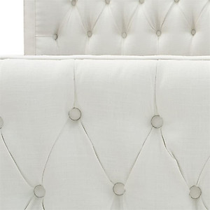 Jennifer Taylor Home Brooklyn King Tufted Panel Bed Headboard and Footboard Set, Antique White Polyester