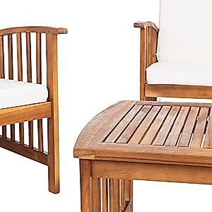 SAFAVIEH Outdoor Collection Rocklin Natural/ Beige 4-Piece Conversation Patio Set with Cushions