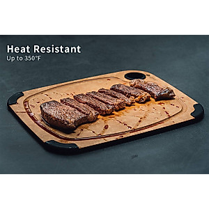 Cutting Board, Toptier Wood Fiber Cutting Board for Kitchen, Non-Slip Kitchen Wood Chopping Board, Reversible, Eco-Friendly, Natural Wood Fiber, Small Cutting Board, 11.5 x 9.25-inch, Natural Slate