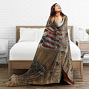 Deer Camo American Flag Throw Blanket Warm Ultra-Soft Micro Fleece Blanket for Bed Couch Living Room Decoration