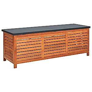 loibinfen Patio Storage Box 59.1"x19.7"x21.7" Solid Eucalyptus Wood Patio Garden Outdoor Storage Container for Toys, Furniture Deck box (Weight:63.05 lbs)