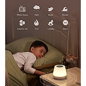 Lyridz Baby Sound Machine Night Light, White Noise Machine for Sleeping, Toddler Sleep Trainer with 24 Soothing Sounds, Time-to-Rise, Portable, 32 Lighting Effects DIY Colors, APP & Voice Control