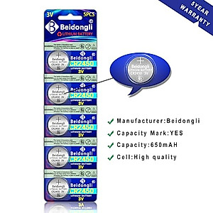 Beidongli CR2450 Battery 3V CR2450 Lithium Batteries (10 Count)