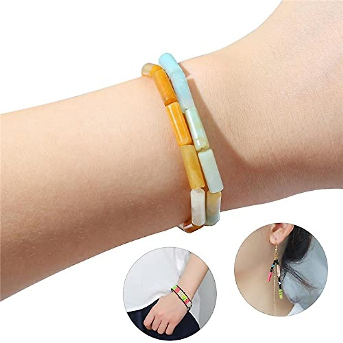 4x13mm Natural Green Point Jade Stone Tube Shaped Gemstone Manual Cylindrical Loose Beads for DIY Bracelets Earring Jewelry Making