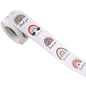 Rainbow Sticker Ruiwaer 500pcs Rainbow Thank You Label Stickers 1.5 Inch Round Wedding Holiday Party Decoration Birthday Gift Sticker Baking Sticker Label