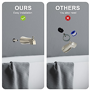 Gold Hao The Bathroom Universal Slip-On Tub Spout with Diverter - 5" Bathtub Faucet with Diverter, Easy to Install & Save Water Leaks in Minutes, Fit 5/8" Copper Pipe (Brushed Nickel)