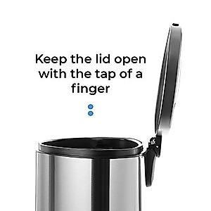 Home Zone Living 12 Gallon Kitchen Trash Can, Semi-Round Stainless Steel, Step Pedal, 45 Liter