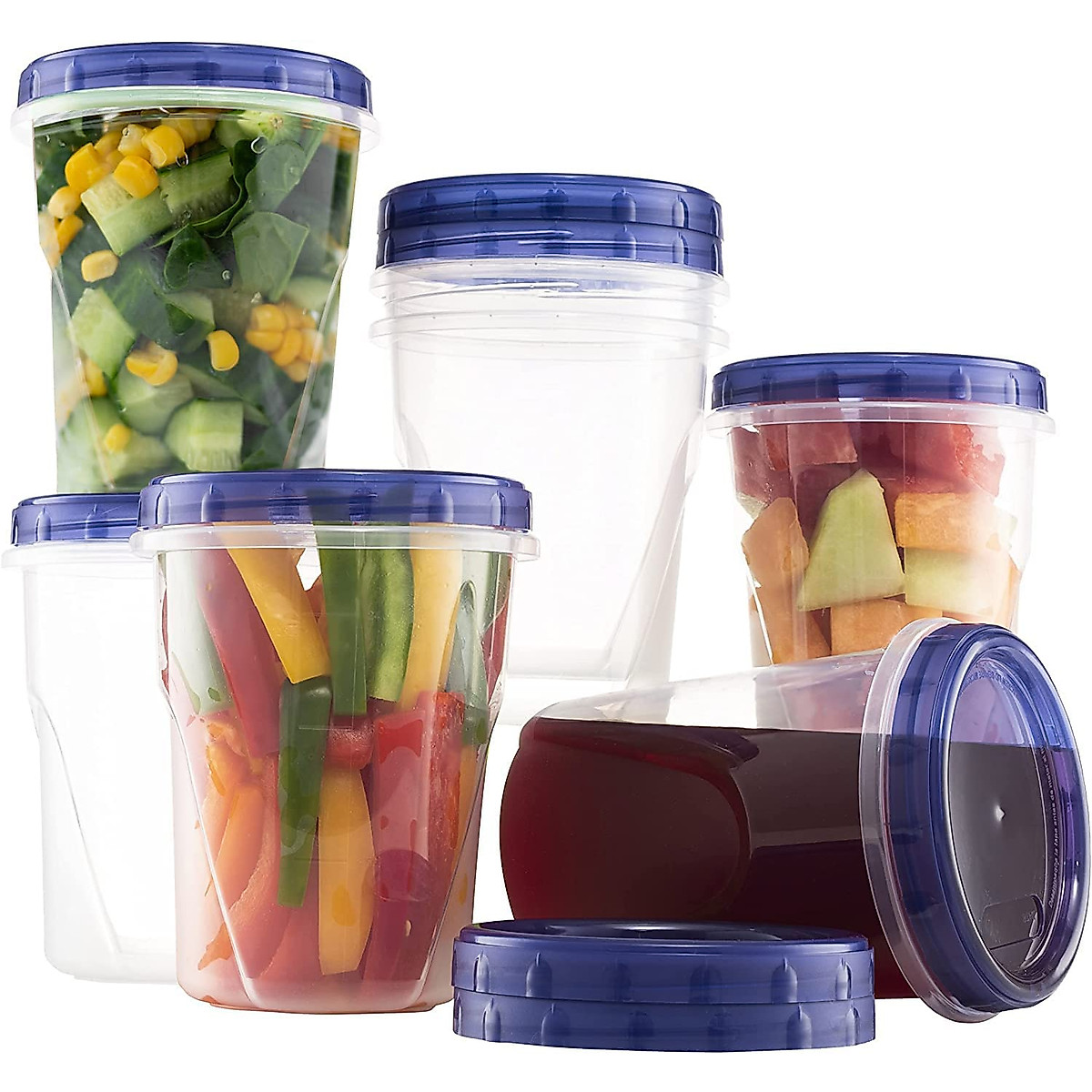 Soup Freezer Storage Containers With Twist Top lids [32 Oz - 9 Pack] Reusable Plastic Food Container with Screw On Lids, leak proof, Airtight, Stackable, Microwave Safe BPA Free