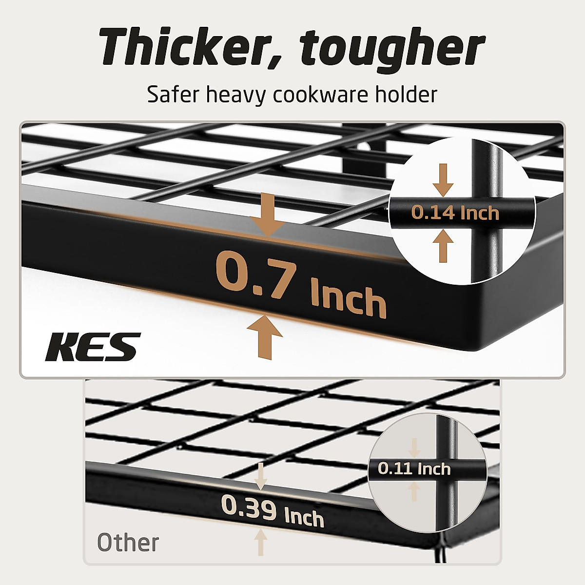 KES 30-Inch Kitchen Pot Rack - Mounted Hanging Rack for Kitchen Storage and Organization- Matte Black 2-Tier Wall Shelf for Pots and Pans with 12 Hooks - KUR215S75B-BK