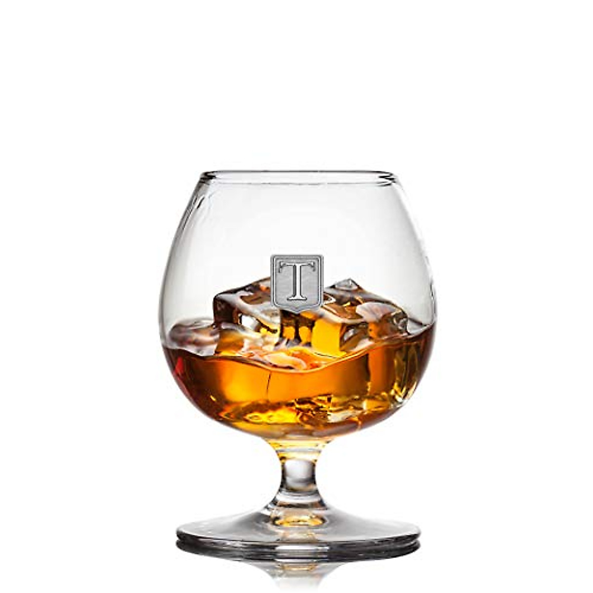 Personalized Premium Cognac Brandy Whiskey 12oz Glass Pewter Metal Monogram Initial Pewter Engraved Crest Novelty for Weddings, Birthdays or any Special Occasions by Fine Occasion – Letter T