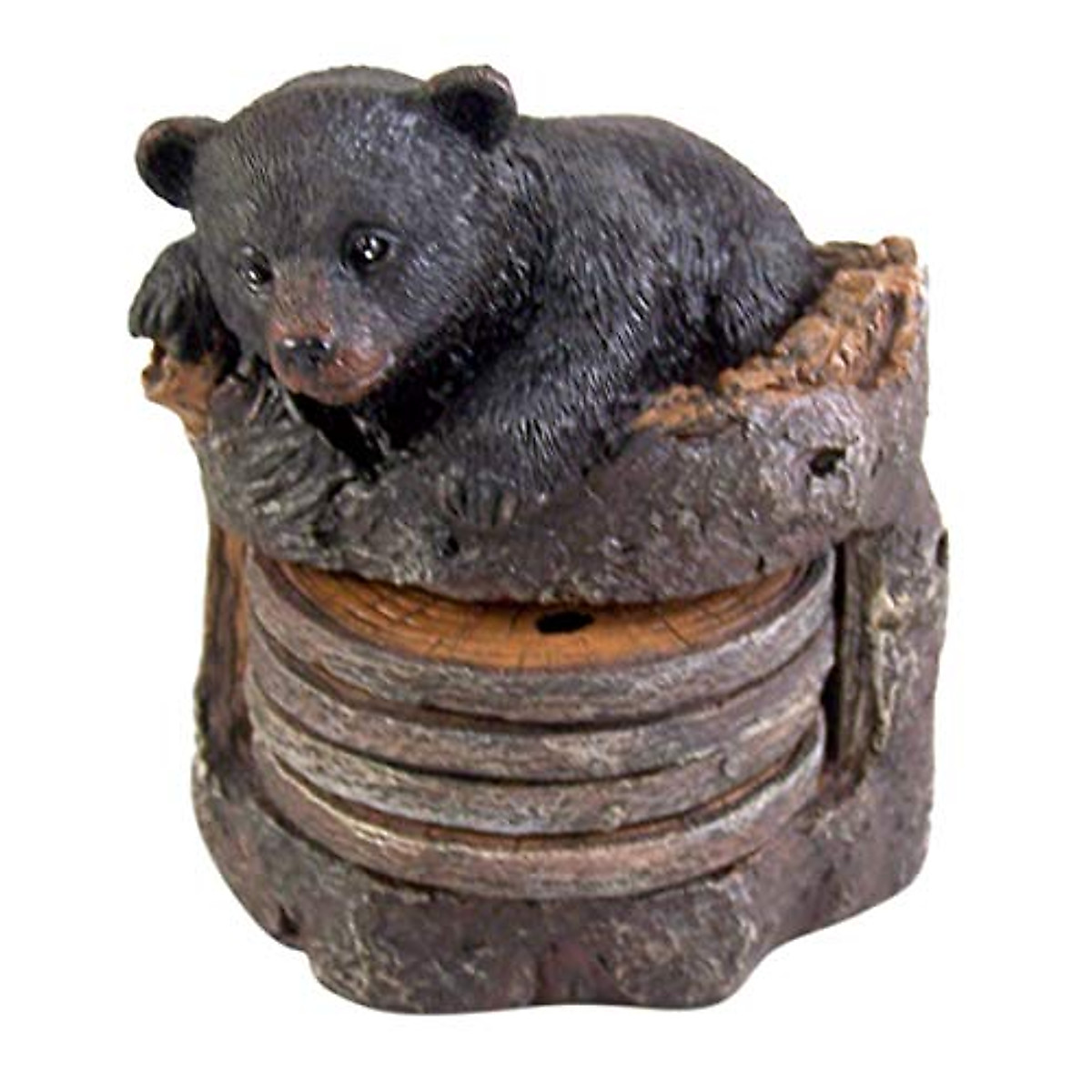 Black Bear Coaster Holder With 4 Coaster Set