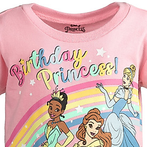 Disney Beauty and The Beast Princess Belle Cinderella Tiana Little Girls T-Shirt 6-6X Pink