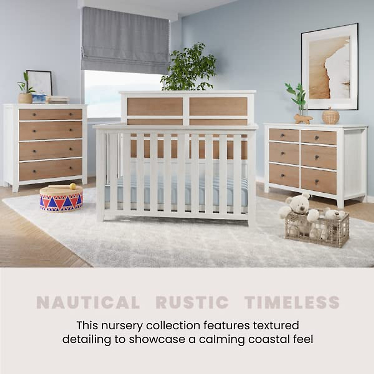 Child Craft Ocean Grove 4-in-1 Convertible Crib, Converts from Crib to Toddler Bed, Day Bed and Full Bed