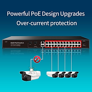 STEAMEMO 28 Port PoE Switch, 24 PoE+ Port@ 360W, 2 Gigabit Uplink, 2*1G SFP, 802.3af/at, Metal Casing 19-inch Rackmount, Overload Protection w/ Port, Unmanaged Plug and Play