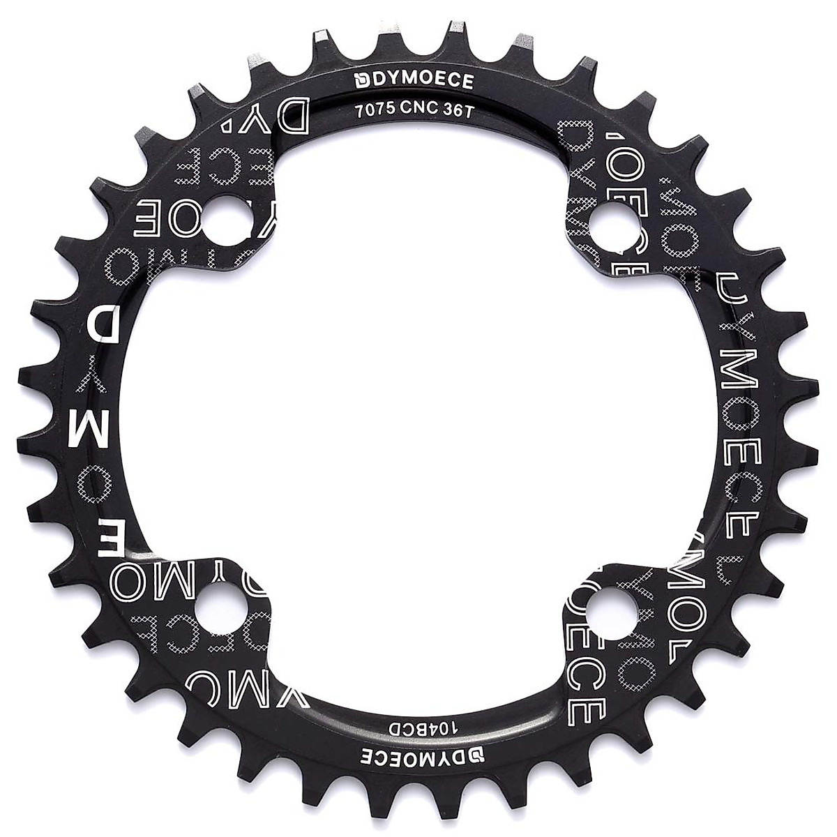 Dymoece Narrow Wide Bike Single Chainring 104BCD 32T/34T/36T/38T for 9 10 11 Speed（Round,Black/Red,Perfect for Most of Shimano and Sram Cranksets (Black, 36T)