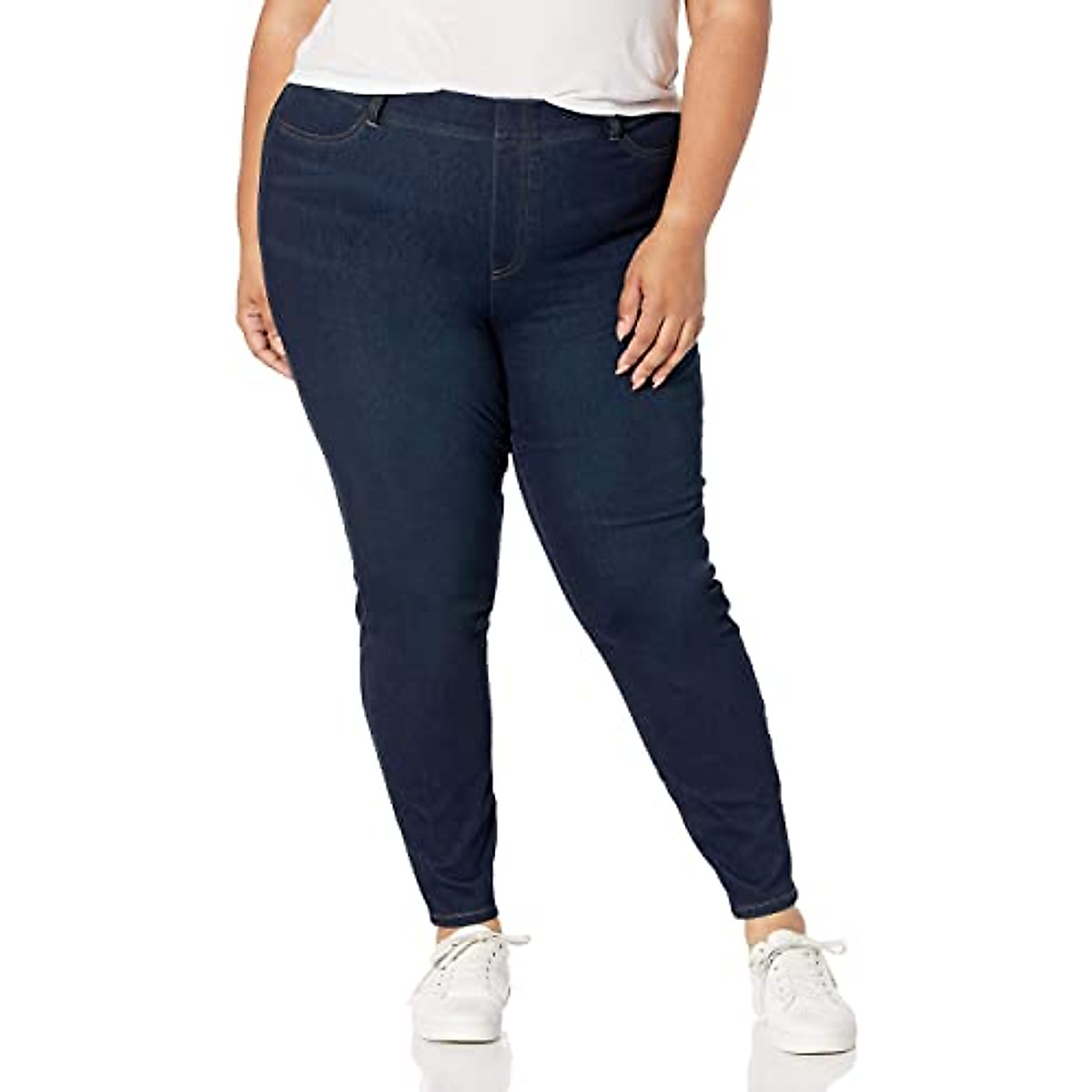 Amazon Essentials Women's Pull-On Knit Jegging (Available in Plus Size), Dark Wash, Large