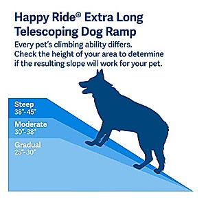 PetSafe Happy Ride Extra Long Telescoping Dog Ramp for Cars, Trucks, SUVs & Minivans - Extends 47 to 87 Inches - Portable Pet Ramp for Large Dogs - Aluminum Frame Weighs 18 lb, Supports up to 300 lb
