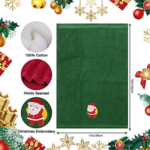 Ruiyun Christmas Kitchen Hand Towels with Christmas Card and Wall Hooks, 3 Pack 1OO% Cotton Super Soft, Absorbent, Drying, Cleaning for Kitchen, Dish, Bathroom, Embroidered Xmas Decoration Party