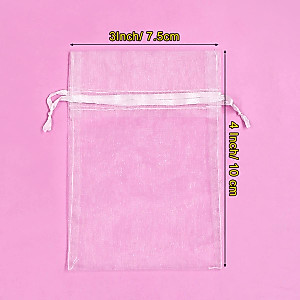 SumDirect 100PCS 3x4 Inches Organza Gift Bags with Drawstring-White