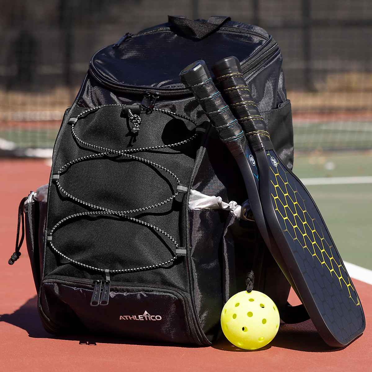 Athletico 35L Pickleball Backpack - Pickleball Bags for Men or Women Includes Pickleball Ball Holder (Black)