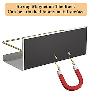 SZQINJI Magnetic Spice Rack Organizer Set of 2, Strong Magnetic Shelf for Refrigerator Space Saving Kitchen Organization, Metal Fridge Shelves for Holding Spices, Jars, Bottle, White