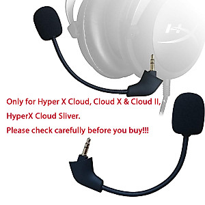 Replacement Microphone for HyperX Cloud, Cloud X/II,HyperX Silver Noise Cancelling Gaming Headsets 3.5mm Detachable Mic Rectangular Replacement Mic