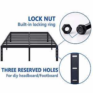 NEW JETO Metal Bed Frame,Twin Size Bed Frame with Storage Space,Heavy Duty Sturdy Mattress Foundation,Easy Assembly,No Box Spring Needed, Black,14 Inch,Twin