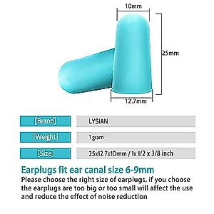 LYSIAN Ultra Soft Foam Earplugs Sleep, 38dB SNR 31dB NRR Sound Blocking Noise Cancelling Ear Plugs for Sleeping, Travel, Shooting and Working -60 Pairs Pack (Lake Blue)
